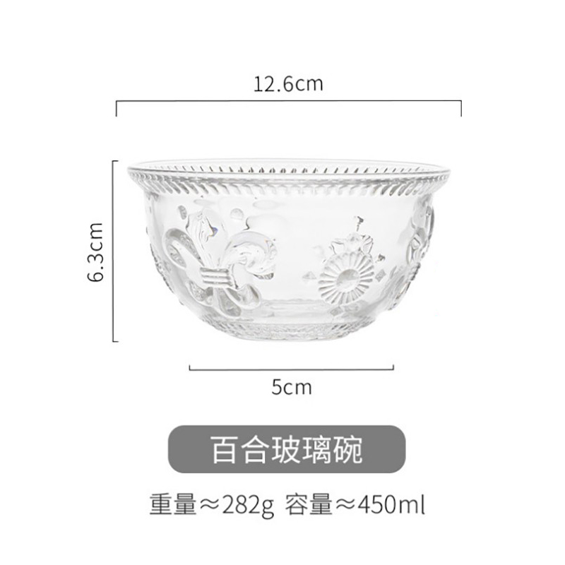 Glass Relief Oatmeal Bowl Transparent Breakfast Ce... – Vicedeal