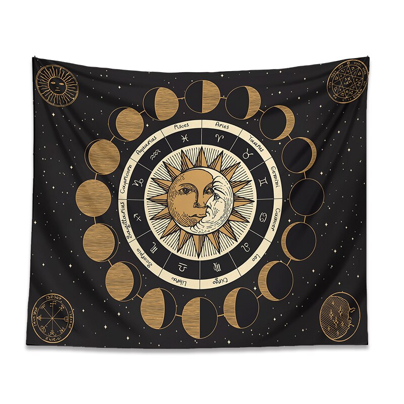 Sun and Moon Phase Tapestry Wall Hanging Wheel of ... – Vicedeal