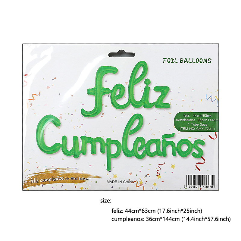 Spanish Happy Birthday Aluminum Film Balloon Set B... – Grandado