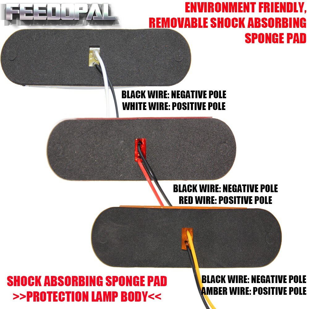 FEEDOPAL 4X 6LED Red Oval Side Marker Indicator Si... – Grandado