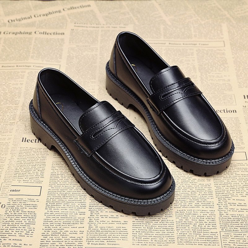 Solid Leather Shoes Woman Oxford Shoes for Women S... – Vicedeal