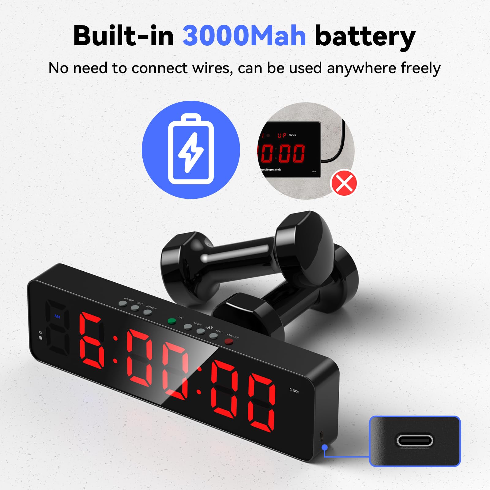Ultra-Clear Interval Timer with LED 11''x 3.5'' Co... – Grandado