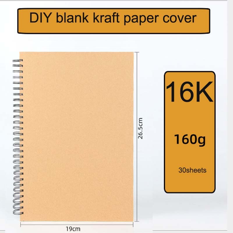 A4/8K/16K Spiral Sketch Book for Drawing Kraft Cov... – Grandado