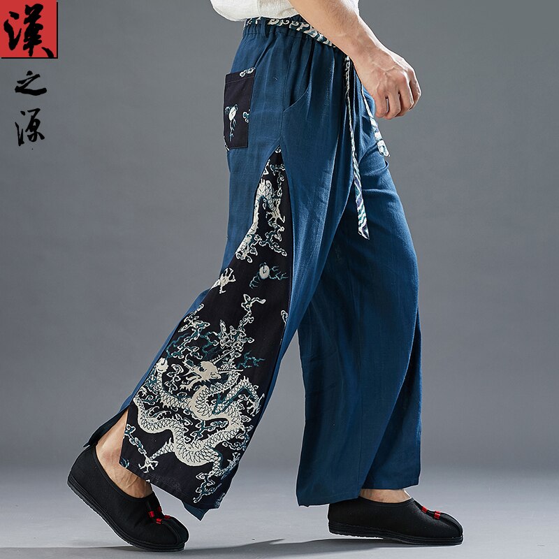 Chinese Harem Pants Men Dragon Oriental Wide-leg R... – Grandado