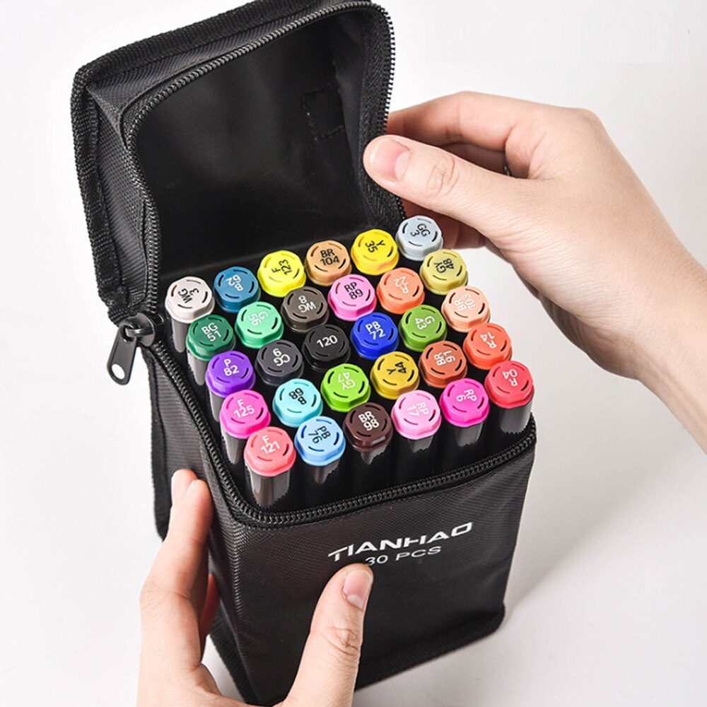 30 Colors Art Markers Set Dual Head Artist Oily Al... – Grandado