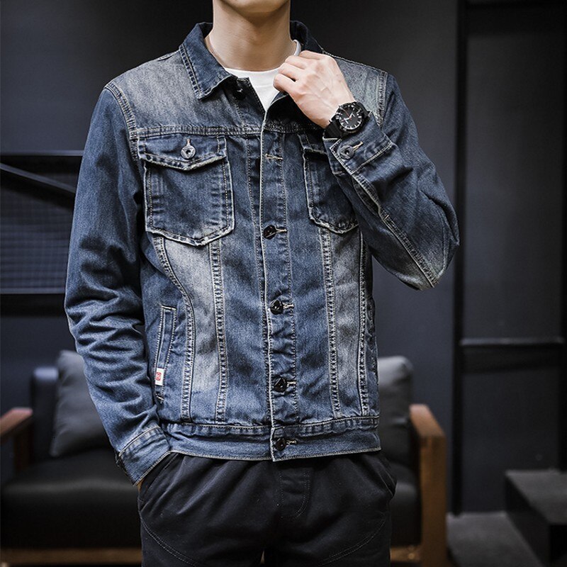 Spring Mens Stretch Slim Fit Casual Denim Jackets ... – Vicedeal