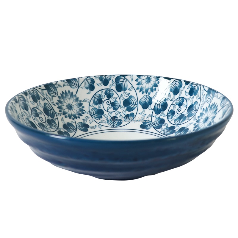 1 tazón japonés Ramen Noodle Bowl azul y blanco ce... – Grandado