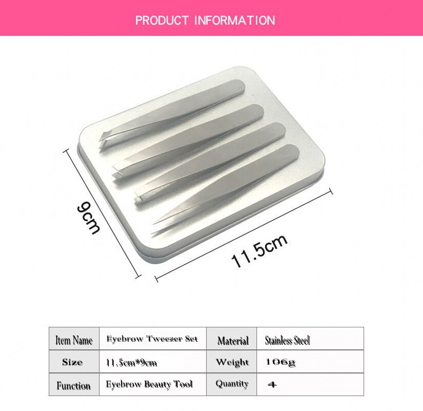 4PCS Wenkbrauw Pincet Set Nose Hair Clip Rvs Oogli... – Grandado