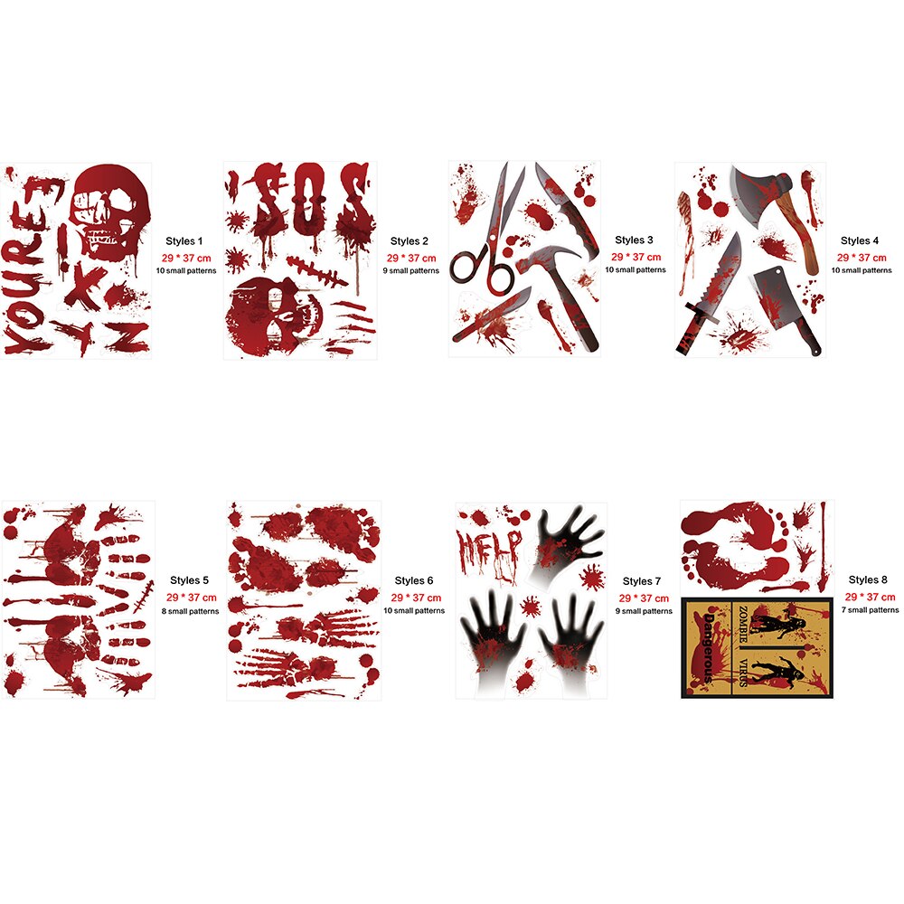 Halloween Bloody Bat Hand Foot Print Sticker Wc St... – Grandado