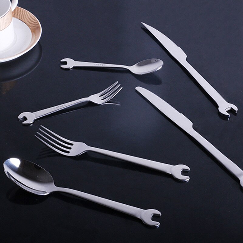 Stainless Steel Wrench Shape Fork Spoon Knife Dinn... – Grandado