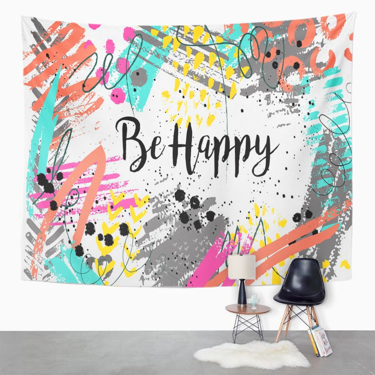 Inspirational Quote Be Happy on Funny Joyful Brigh... – Vicedeal