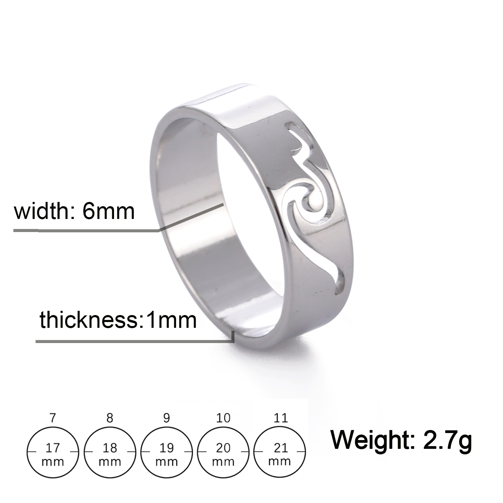 Unift Eenvoudige Golf Rvs Ring Zee Strand Vinger R... – Grandado