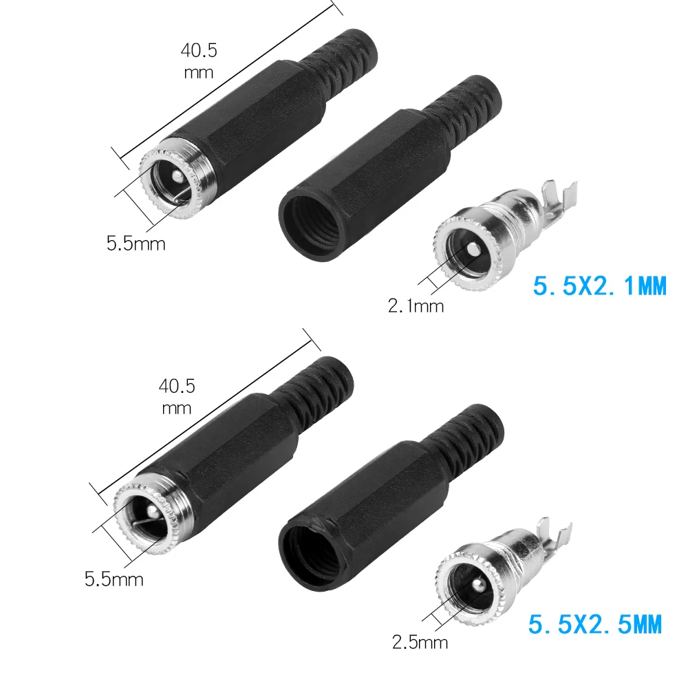10PCS DC Power Connector pin 2.1x5.5mm Female Plug... – Grandado