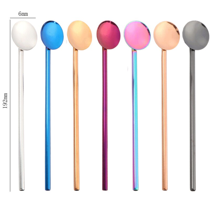 304 Stainless Steel Straw Long Spoon Rainbow Titan... – Vicedeal