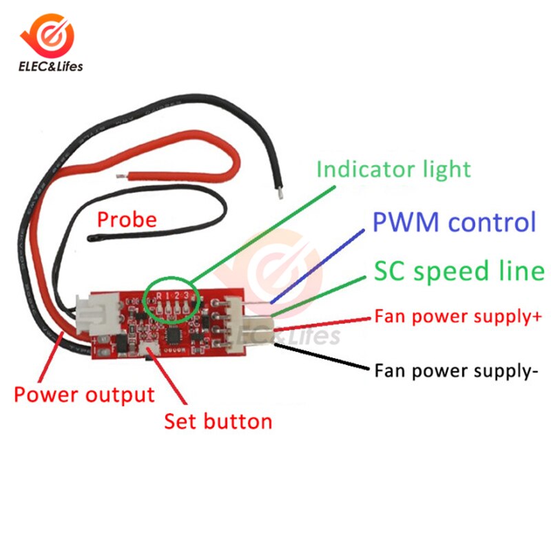 DC 12V Four-wire PWM fan temperature control Speed... – Vicedeal