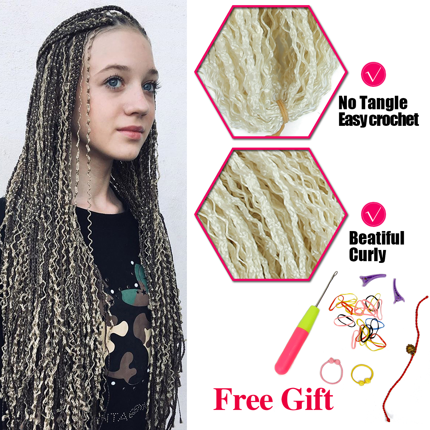 Mixed color women's braiding hair 24 inches synthe... – Vicedeal