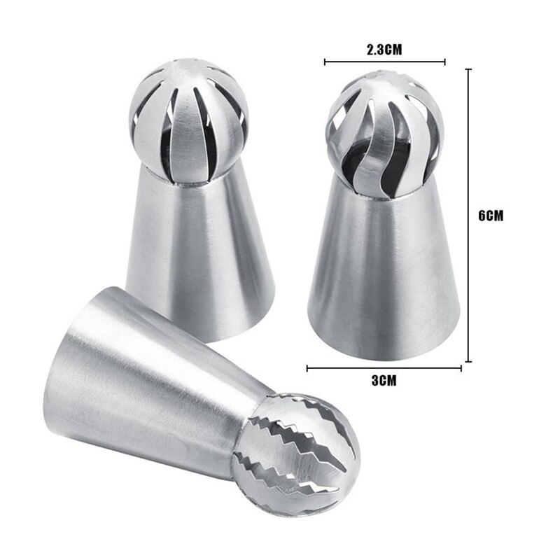 3pcs Russia Icing Nozzles Stainless Steel Ball Sph... – Grandado