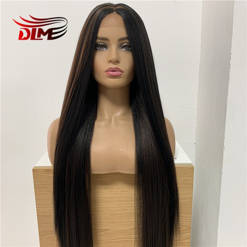 DLME Synthetische Spitze Front Perücken Lange Yaki... – Vicedeal
