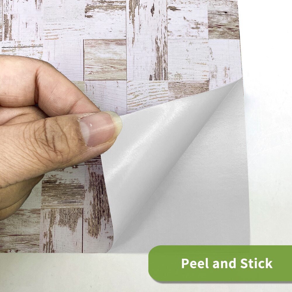 Funlife® Light Brown Wood Mosaic Tile Sticker Peel... – Grandado