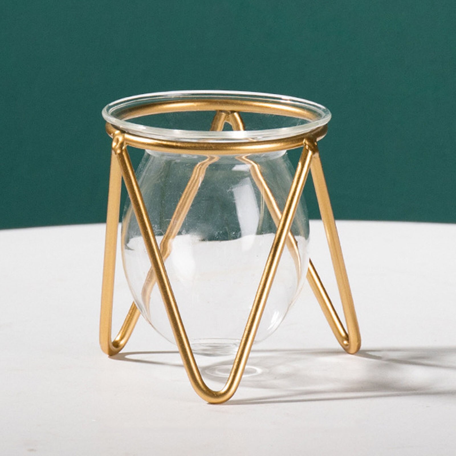 Flower Vase With Metal Frame Glass Propagation Sta... – Grandado