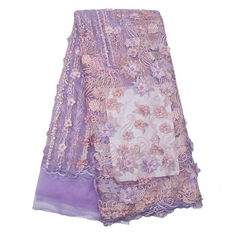 lace mesh embroidered multi-coloured thread floret... – Vicedeal