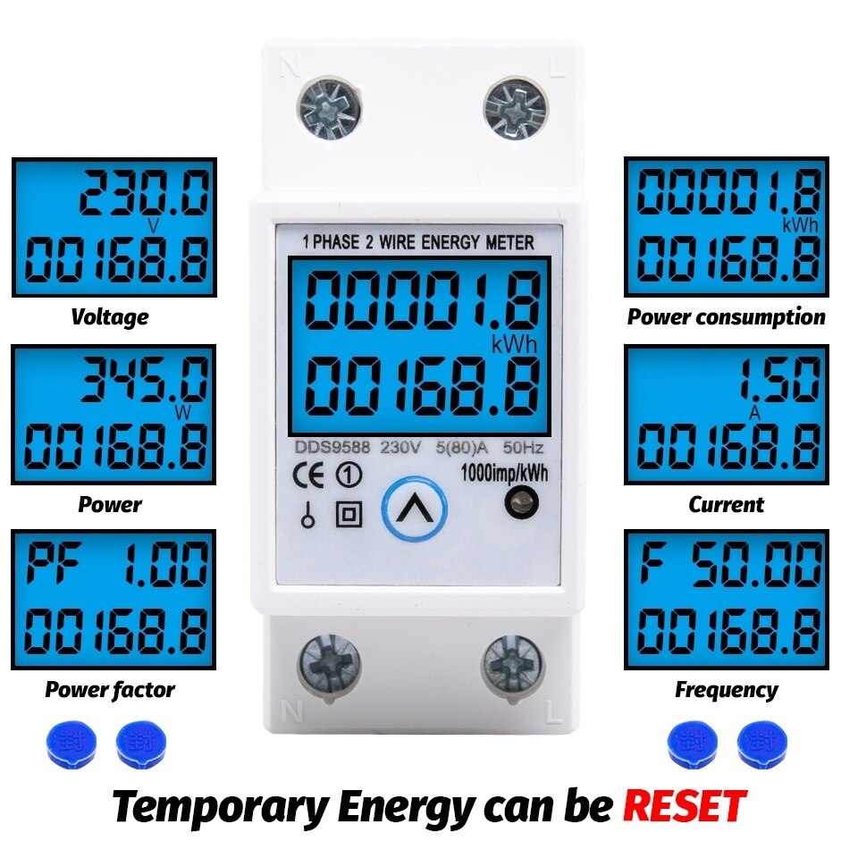 Din Rail Digital Single Phase Reset Zero Energy Me... – Vicedeal