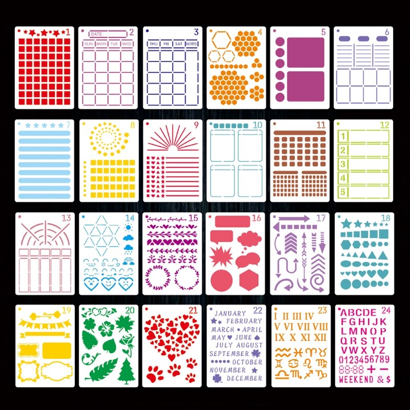 24 Pack Journal Planner Stencils, Reusable Bullet ... – Vicedeal