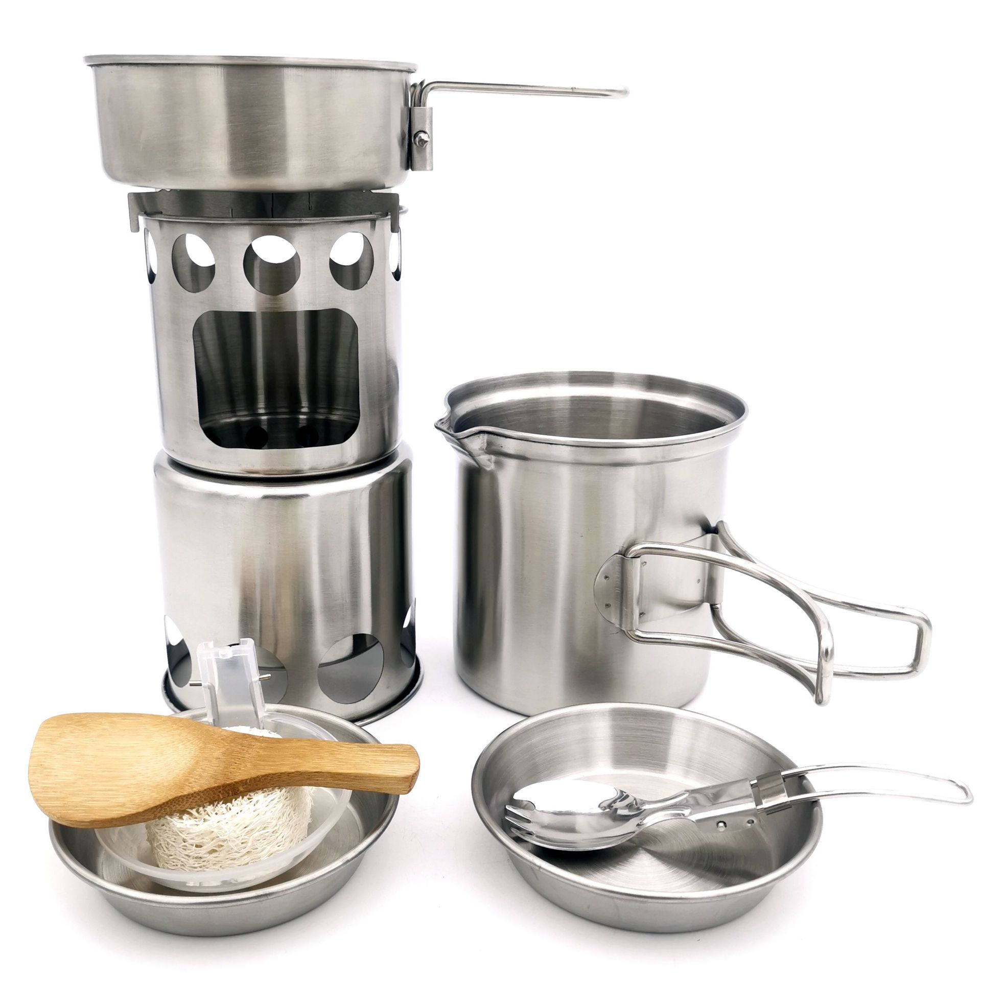 304 Stainless Steel Camping Pot Set Outdoor Suppli... – Grandado