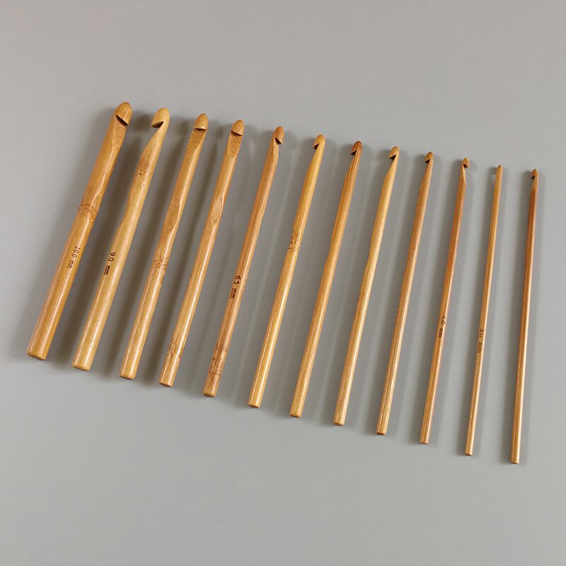12 unids/set de madera de bambú ganchos para tejer... – Grandado