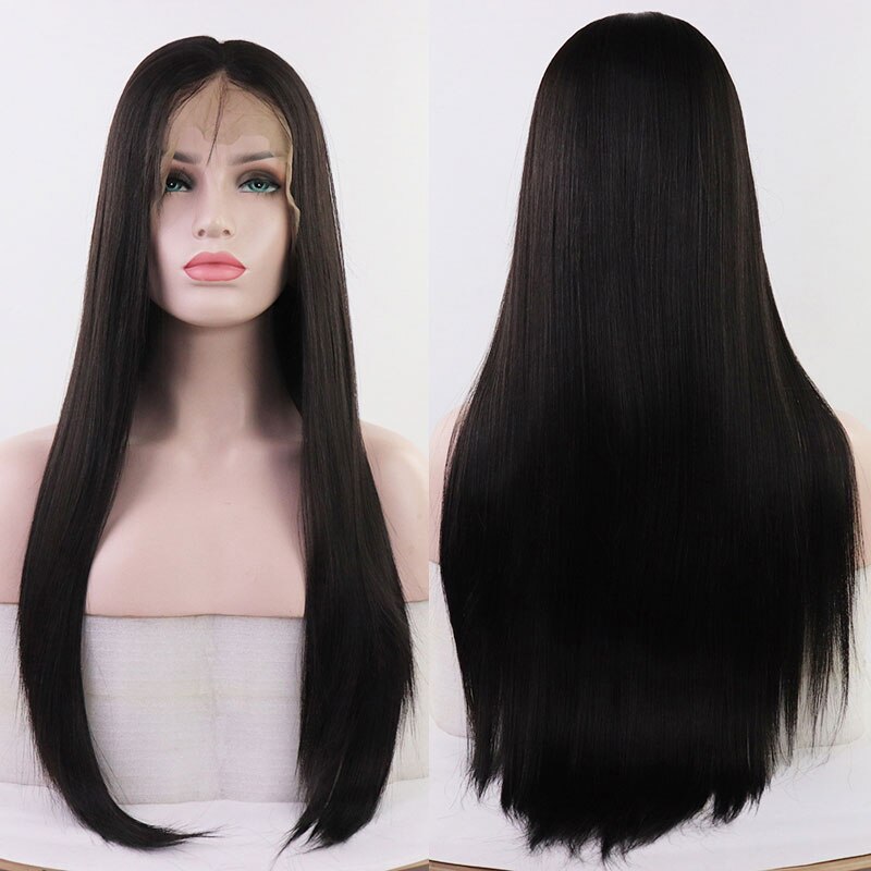 Bomshell Black female wig silky straight synthetic... – Grandado