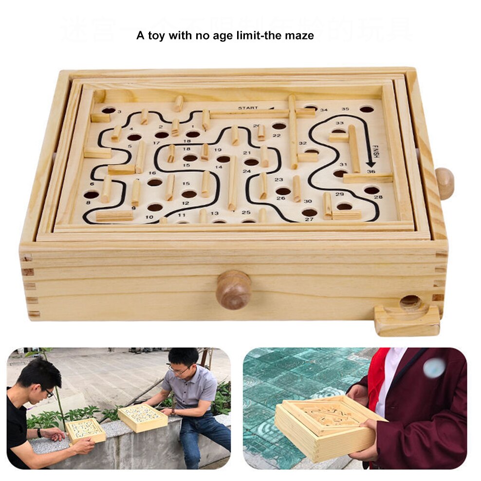 Wooden Maze Desktop Balance Rolling Beads Game Tra... – Grandado