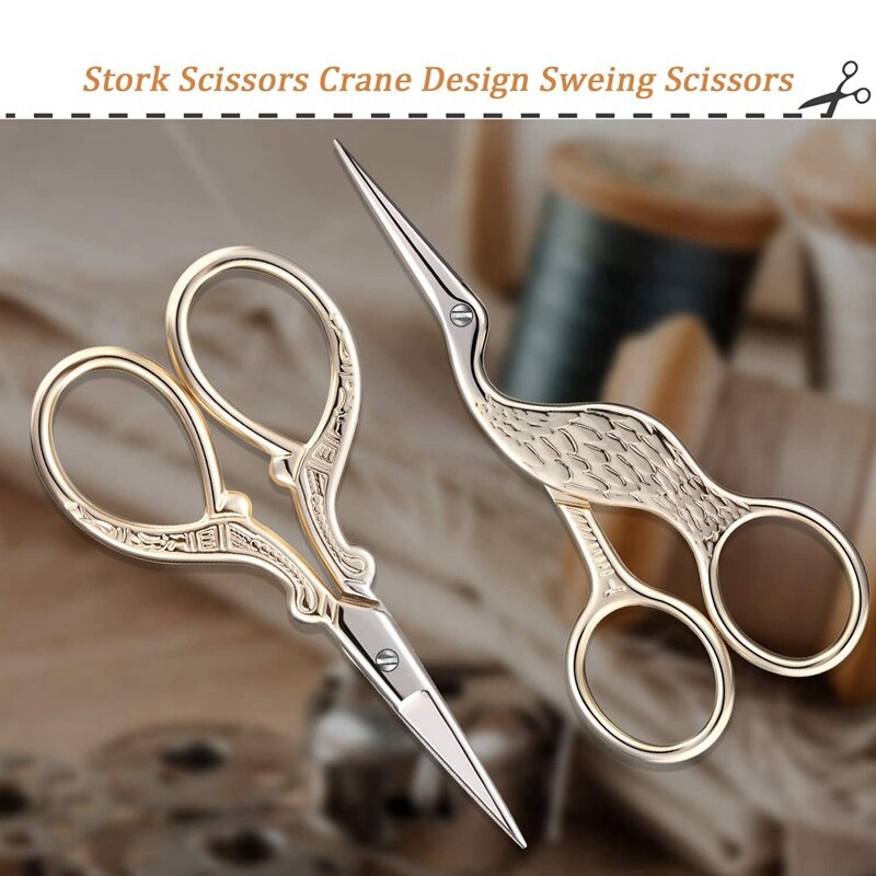 4 Pieces Embroidery Scissors Set,Classic Stork Sci... – Grandado