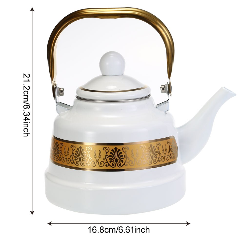 1.7L Golden White Enamel Pot Traditional Chinese B... – Grandado