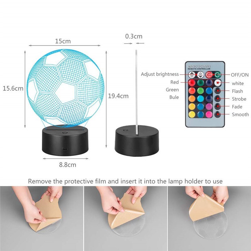 3D Football Ball Table Desk Bedside Illusion Bedro... – Vicedeal