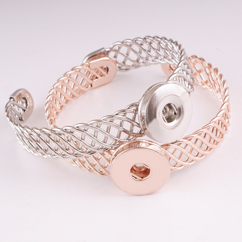 diy 18mm hollow elasticity snap button Bracelet Ba... – Grandado