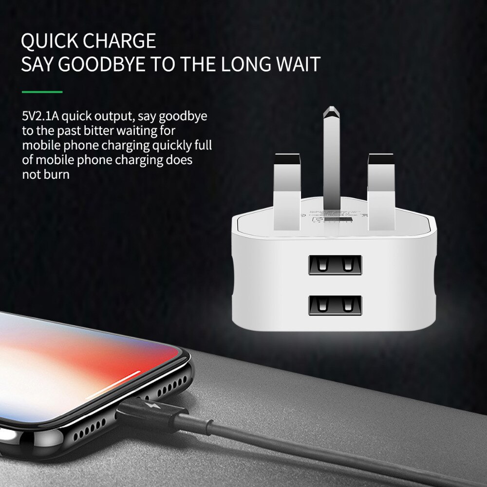 Universal UK Plug 3 Pin Wall Charger Adapter With ... – Grandado