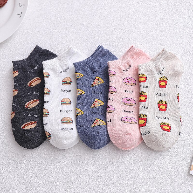 5 Pairs Funny Cute Snack Fries Hamburger Cotton Wo... – Vicedeal