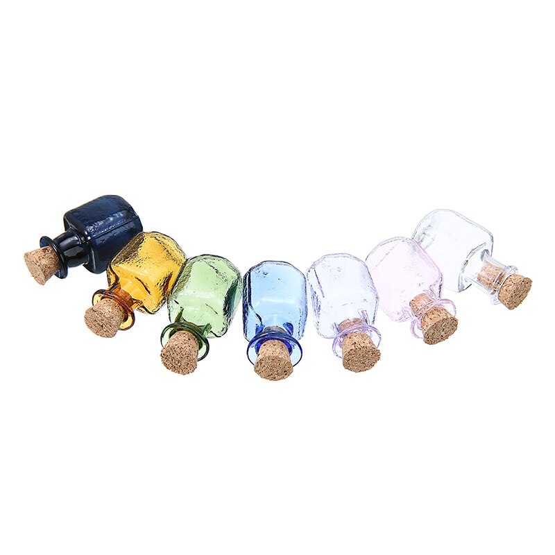 7 Colors/set Rectangle Cute Mini Glass Bottles wit... – Grandado
