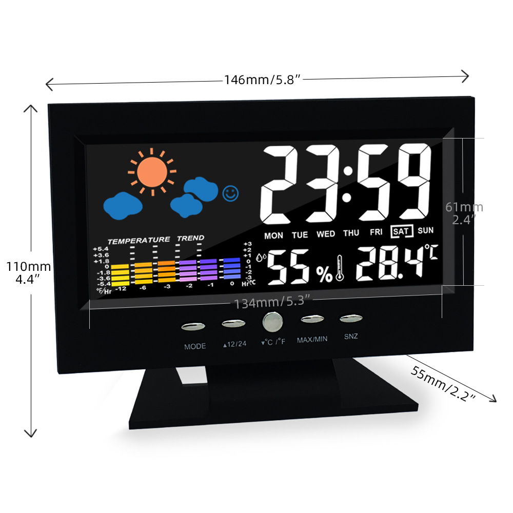 Kleur Screen Weer Klok Eeuwigdurende Kalender Temp... – Grandado