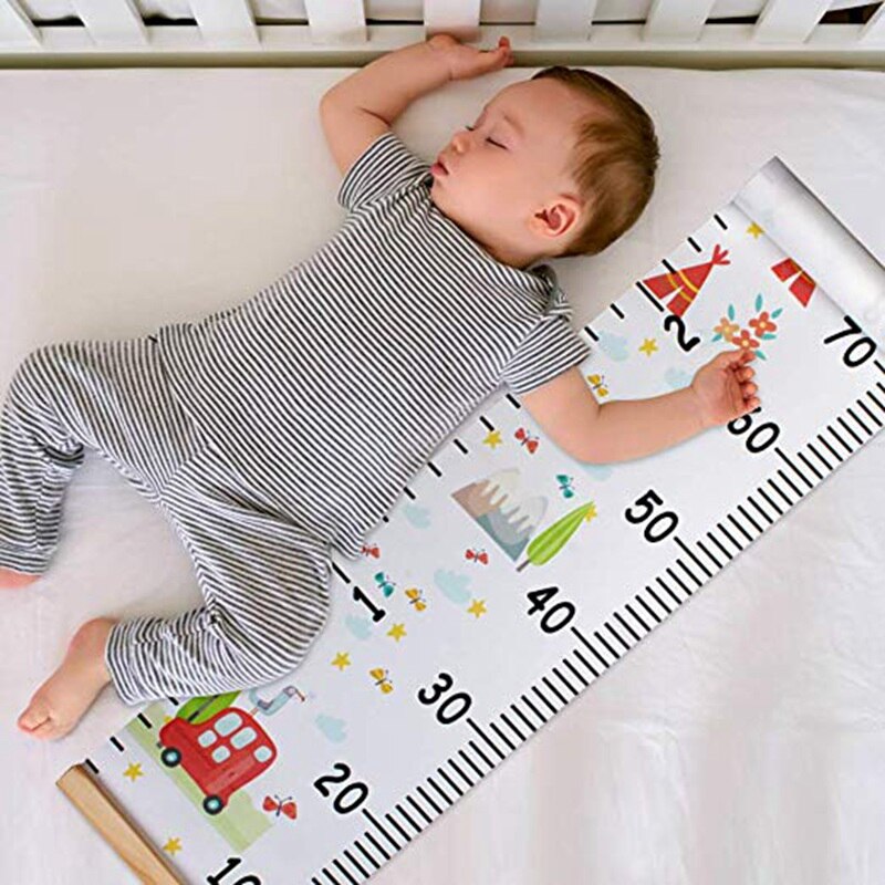 Kids Growth Chart Baby Roll-up Wood Frame Canvas R... – Grandado