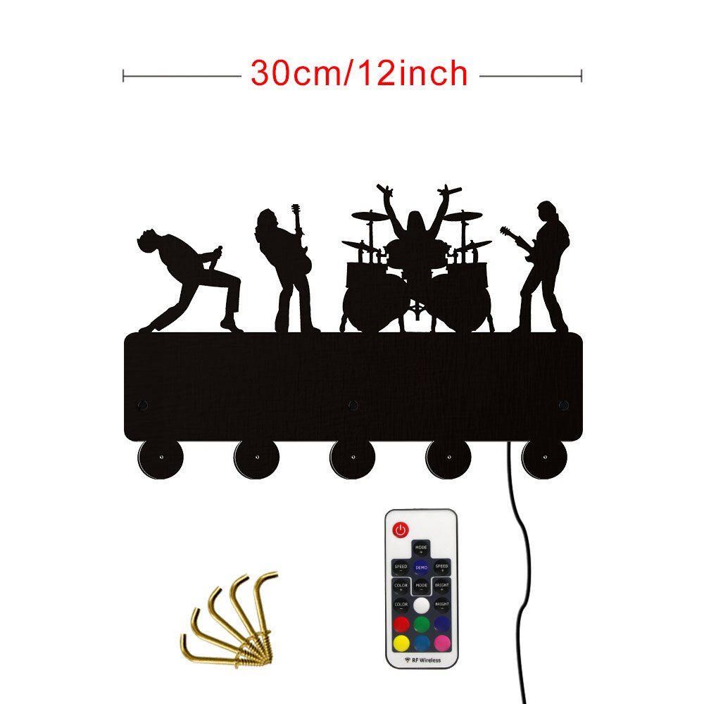 Rock Band Live Hanging Key Rack with 5 Hooks Music... – Vicedeal