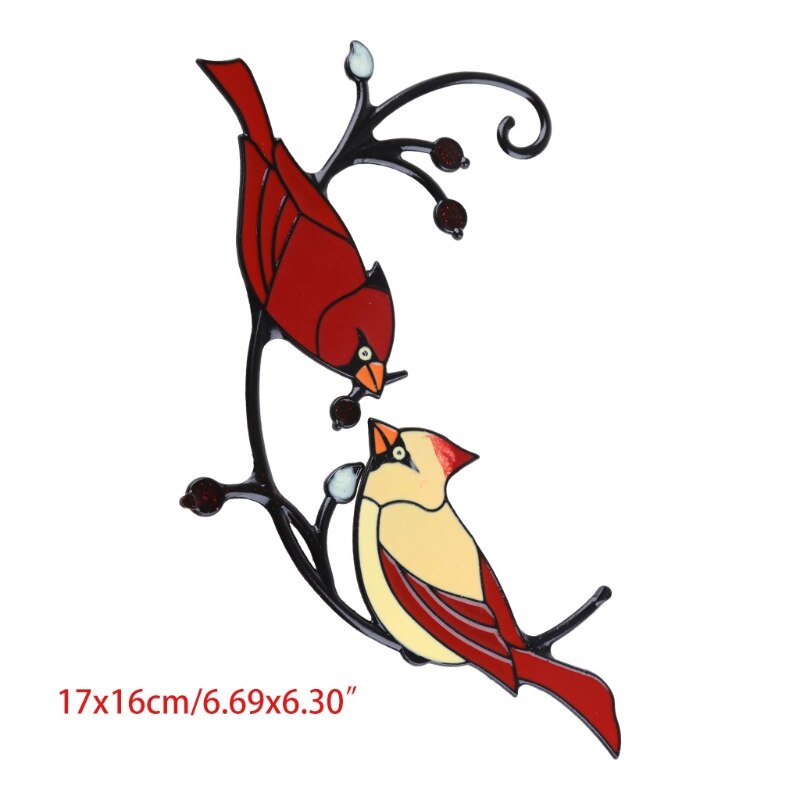 Paar Kardinaal Vogel Stained Ornament Venster Gord... – Vicedeal