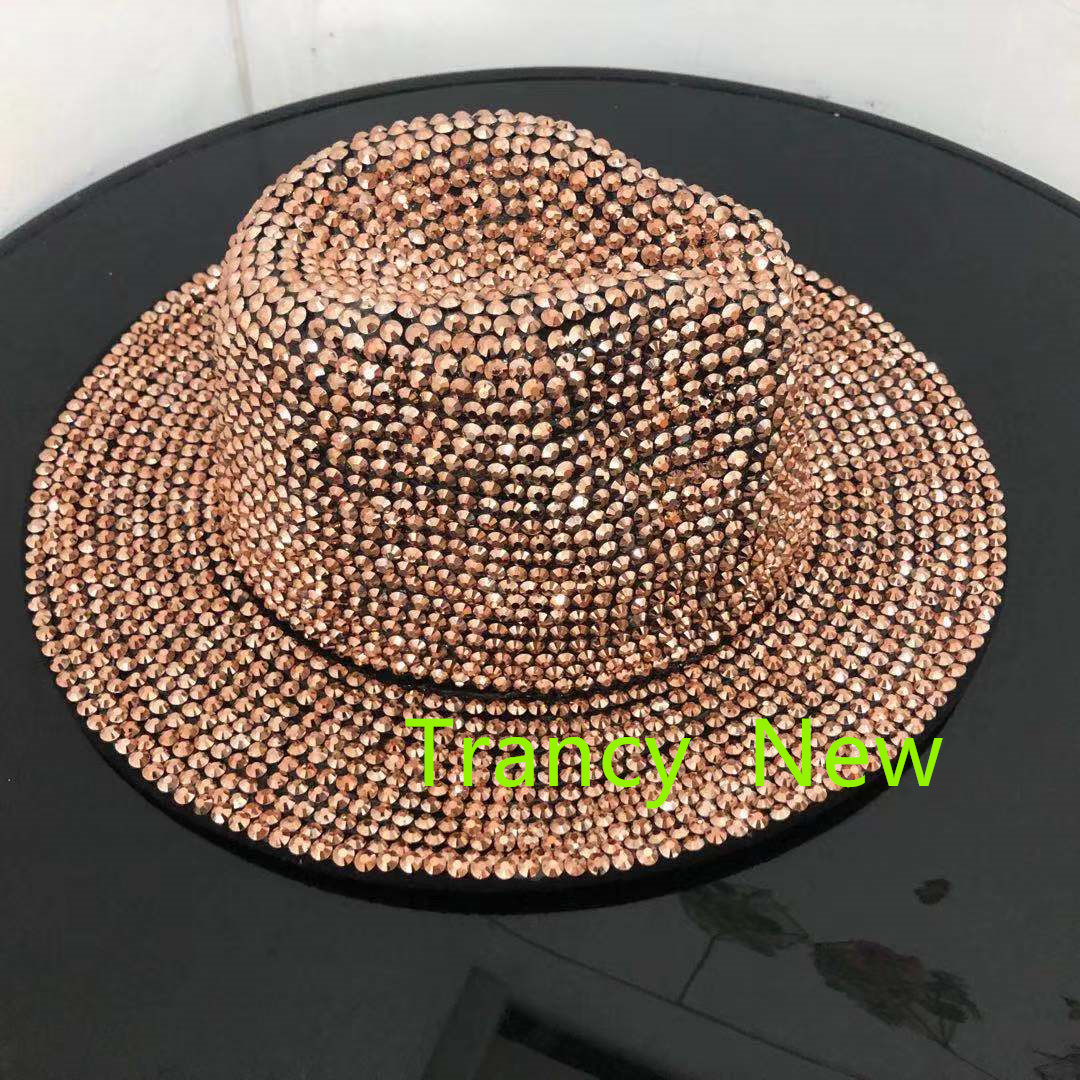 Green rhinestone fedora hat rhinestone Panama felt... – Grandado