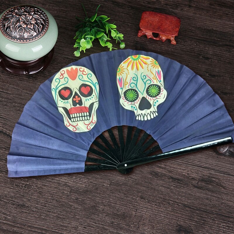 Folding Hand Fan Vouw 1 Pcs Dot Regenboog Print Zw... – Grandado