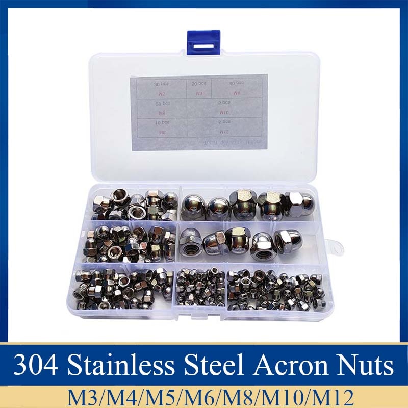 160pcs Stainless Steel Acron Nut Cap Nuts M3/M4/M5... – Vicedeal
