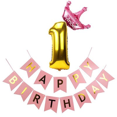 Baby 1st Birthday Balloons Blue Pink Foil Water Ba... – Vicedeal