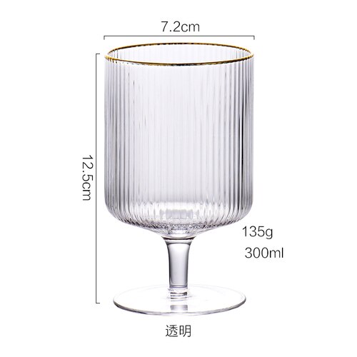 Glas Cup Goblet Verticale Patroon Gouden Rand Dess... – Grandado