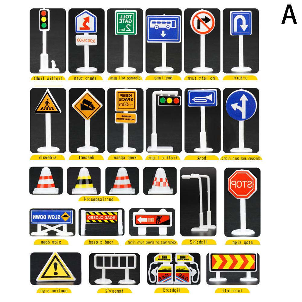 28 PCS Children Car Toy Accessories Traffic Signs ... – Vicedeal