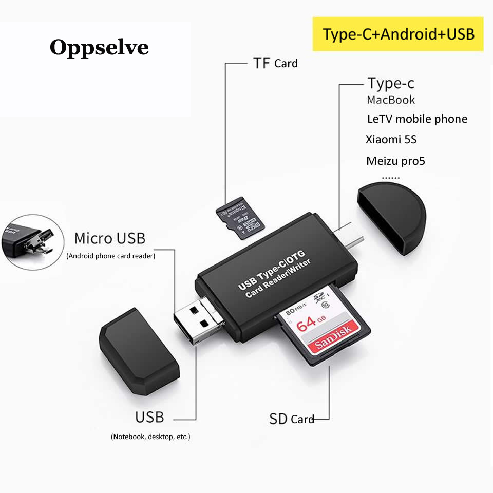 3 In 1 Type C & micro USB & USB OTG Card R... – Vicedeal