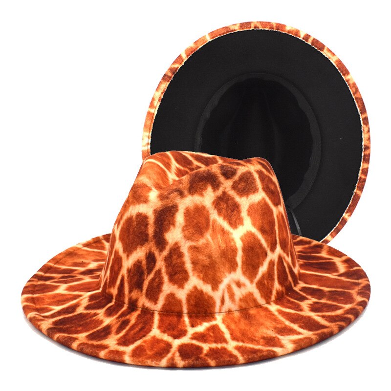 Tiger pattern fedora hat women's wide brim str... – Vicedeal